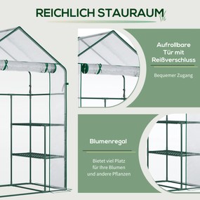 Outsunny Fóliový skleník Walk-in Skleník na rajčata 142x73x195cm se 6 policemi, průhledný pro zahradu a rostliny |