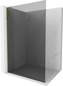 Mexen Kioto L, sprchová zástěna Walk-In 110 x 200 cm, 8mm šedé sklo, zlato - 800-110-103-50-40