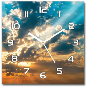 Wallmuralia Skleněné hodiny čtverec Západ slunce nebe 30x30 cm
