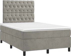 Box spring postel s matrací světle šedá 120x190 cm samet 3270013