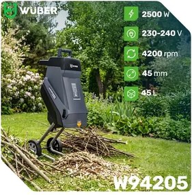 WUB W94205 / Zahradní drtič / Nožový systém / 2500 W / Koš 45 l