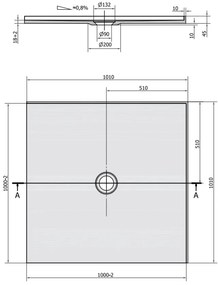 Polysan MIRAI sprchová vanička z litého mramoru, čtverec 100x100x1,8 cm, bílá, 73166