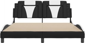 Rám postele Viana bez matrace černý a bílý 160 x 200 cm umělá kůže 3208108