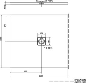 Polysan Flexia sprchová vanička 110 x 100 cm s možností úpravy rozměru litý mramor šedá matná 72922.31