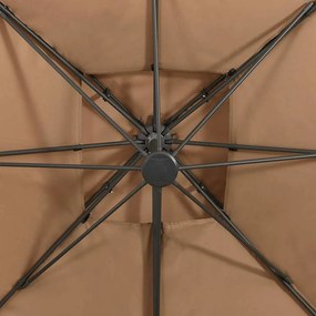 Konzolový zahradní slunečník s dvojitou střechou 300 x 300 cm béžový 312374