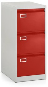 Kovová kartotéka A4 - 3 zásuvky, 45,5 x 62 x 101,5 cm, cylindrický zámek, červená - ral 3000