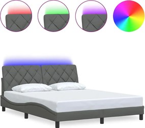 Rám postele s LED bez matrace Tmavě šedá 160x200 cm Látka 3310679