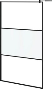 Zástěna do průchozí sprchy s policí černá 115x195 cm ESG/hliník 3185483