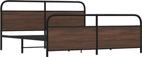 Kovový rám postele bez matrace hnědý dub 200 x 200 cm 3318668