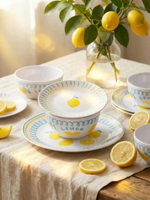 Sinsay - Keramické talíře s motivem citronů 2 pack - modrá