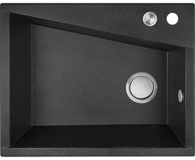 Laveo Grenada, 1-komorový granitový dřez 600x480x227 mm, černá, LAV-SBG_710T