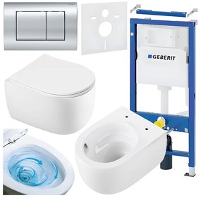 BPS-koupelny Podomítkový modul Geberit DuoFix s WC mísou LE-WH-TR-03 + ovládací tlačítko Delta 30 chrom
