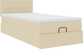 Osmanská postel s matrací &amp; LEDs krémová 90x200 cm látka 3312282