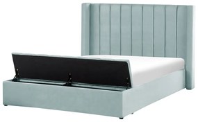 Sametová postel s úložným prostorem 160 x 200 cm mátově zelená NOYERS Beliani