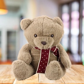 LEAN Toys Plyšový medvídek velký se šálou světle hnědý 45 cm