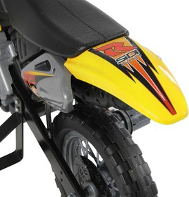HOMCOM Dětská Elektrická Motorka, Krosová Motorka pro Děti s 6V Baterií, Světly, Hudbou a Přídavnými Koly, Věk 3-6, Nosnost 25KG, Žlutá a Černá