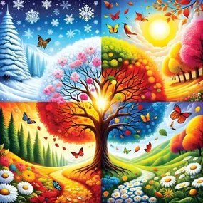 YAZZ Puzzle Čtyři roční období / 1023 dílků / 60 x 60 cm