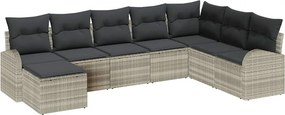 Set pohovek 8 ks Světle šedá polyratan 3354831