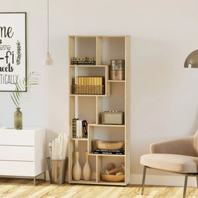 HOMCOM Moderní knihovna ve tvaru zig-zag 70D x 24Š x 178V cm Dřevotříska Přirozené dřevo | Aosom