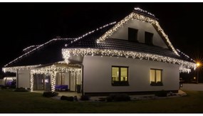 Venkovní LED vánoční závěs - teplá bílá, s 8 programy, různé délky na výběr Délka světelné části + délka přívodního kabelu a počet LED: 15m+5m, 750 L…