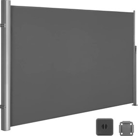 Boční sluneční clona, sluneční clona na balkon, terasu, 160x400 cm, šedá