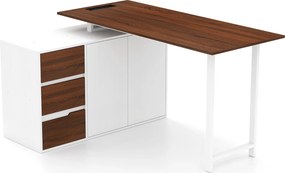 Costway Stůl ve tvaru L s kartotékou a zásuvkou 138 cm