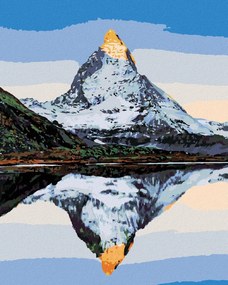 zuty zuty - malování podle čísel - hora matterhorn a její odraz v jezeře, 40x50 cm, plátno+rám
