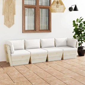 vidaXL 4místná zahradní pohovka z palet s poduškami smrkové dřevo [3063450] Barva: Krémová bílá