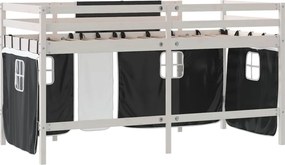 vidaXL Dětská patrová postel se závěsy bílá a 80x200 cm borovice [3206958] Barva: Bílo-modrá