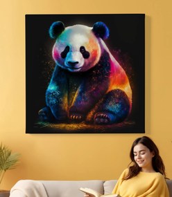 Obraz na plátně - barevná Panda FeelHappy.cz Velikost obrazu: 120 x 120 cm