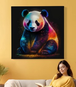 Obraz na plátně - barevná Panda FeelHappy.cz Velikost obrazu: 80 x 80 cm