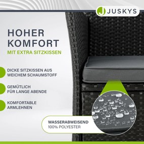 Juskys Polyratanová zahradní lavice Monaco se stolkem Barva: šedý melír