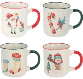 4dílná sada hrnků Holly Jolly, 200 ml, porcelán