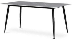 Autronic Moderní jídelní stůl Stůl jídelní 160x90x76 cm, deska slinutý kámen v imitaci matného mramoru, černé kovové nohy (HT-406M GREY)