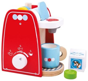 Bigjigs Toys Dřevěný kávovar červený