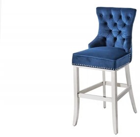 Královsky modrá sametová barová židle se lví hlavou Castle Deluxe