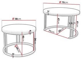 SADA 2x Konferenční stolek RAGNAR černá/bílá
