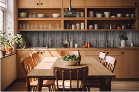 DIMEX | Fototapeta do kuchyně Staré dřevěné lamely KI-420-289 | 420 x 60 cm | hnědá, šedá