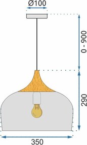 Toolight, závěsné svítidlo Bari 1xE27 APP182-1CP, šedá-hnědá, OSW-06614