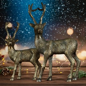 VÁNOČNÍ DEKORAČNÍ FIGURKA DEER 31CM TMAVÁ ZLATÁ