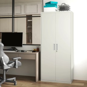 HOMCOM Skříň na dokumenty, kancelářská skříň se 2 dveřmi, 5úrovňová multipurpose skříň s nastavitelností polic, ocelová úložná skříň, pro domácí kanc…