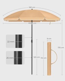 SONGMICS Plážový slunečník 160 cm béžový