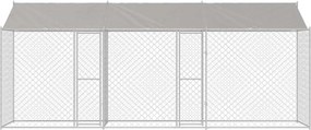 Psí klec s střechou Stříbrná 600 x 200 x 256 cm Ocel a PE 3368304