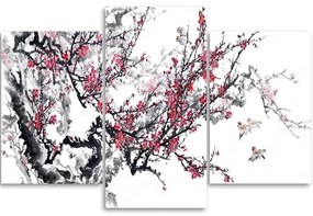 Gario Obraz na plátně Japonské třešňové květy - 3 dílný Rozměry: 60 x 40 cm