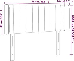 Čelo postele s LED tmavě hnědé 93 x 16 x 78/88 cm textil 3123459