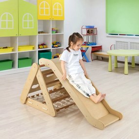 Costway Hračka na lezení pro batolata Trojúhelníková 4-in-1 prolézačka s rampou