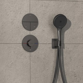 Hansgrohe ShowerSelect Comfort S, termostat pod omítku pro 1 spotřebič a další výtok, kartáčovaný černý chrom, HAN-15562340