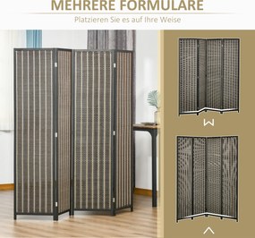 HOMCOM 4-panelový paraván 180 x 180 cm, bambusová zástěna, skládací, oddělovací stěna pro obývací pokoj, hnědá