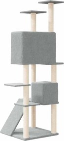 Škrabadlo pro kočky se sisalovými sloupky světle šedé 153 cm 171694