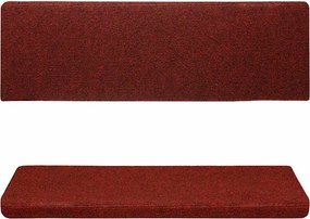Schodové rohože samolepicí 15 ks 65 x 21 x 4 cm bordó červená s obdélníkovým okrajem 134565